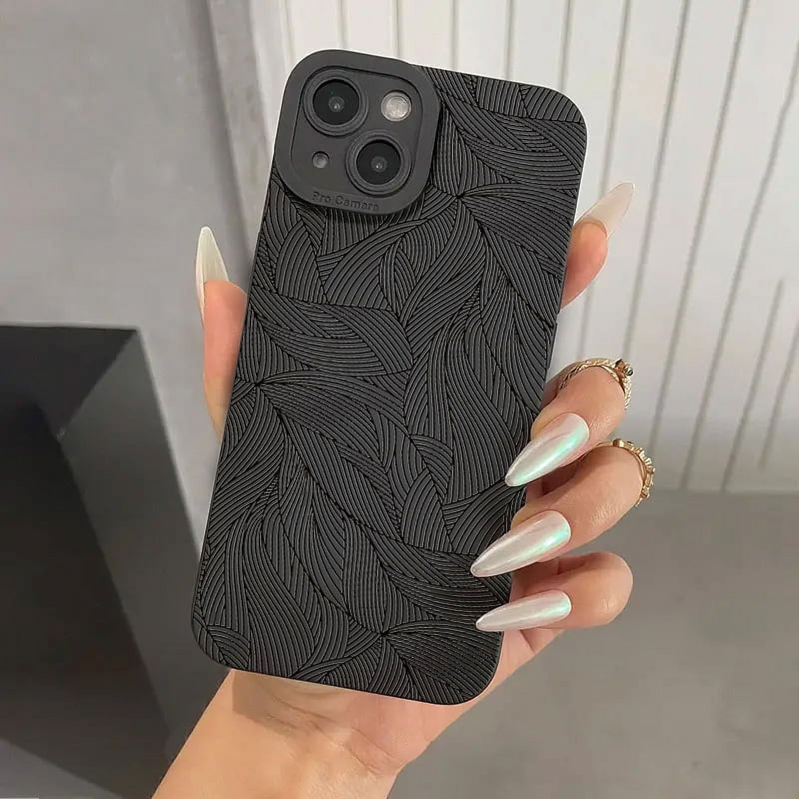 Art Flower Black Style Graphic Phone Case For iPhone 15 14 Pro Max 7 8 ...