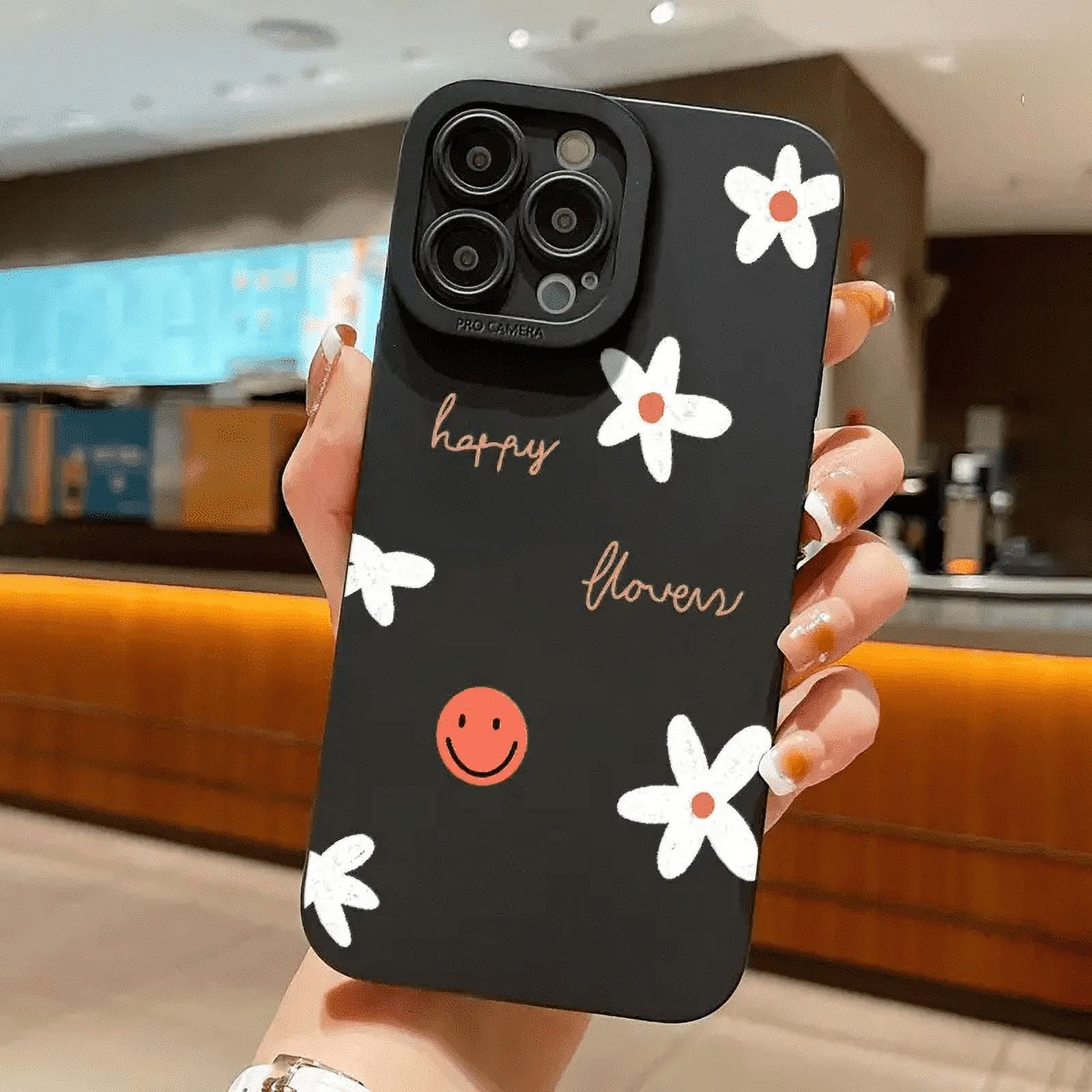 Art Flower Black Style Graphic Phone Case For iPhone 15 14 Pro Max 7 8 ...