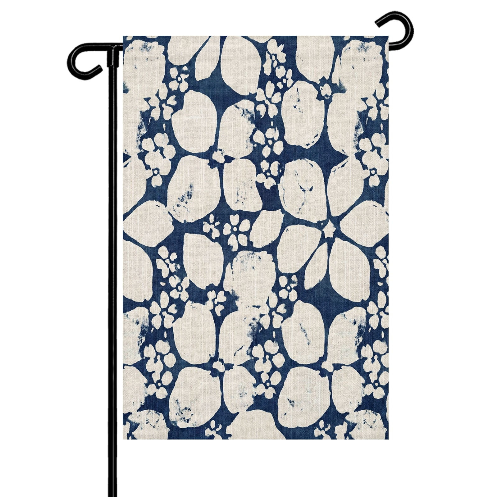 Art Flowers Garden Flag 12x18 Inch Vintage Blue Beige Floral Tie-dye ...