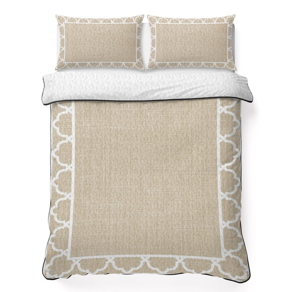 Art Frame 3 Piece Quilt Bedding Set with 2 Pillow Shams, Geometric ...