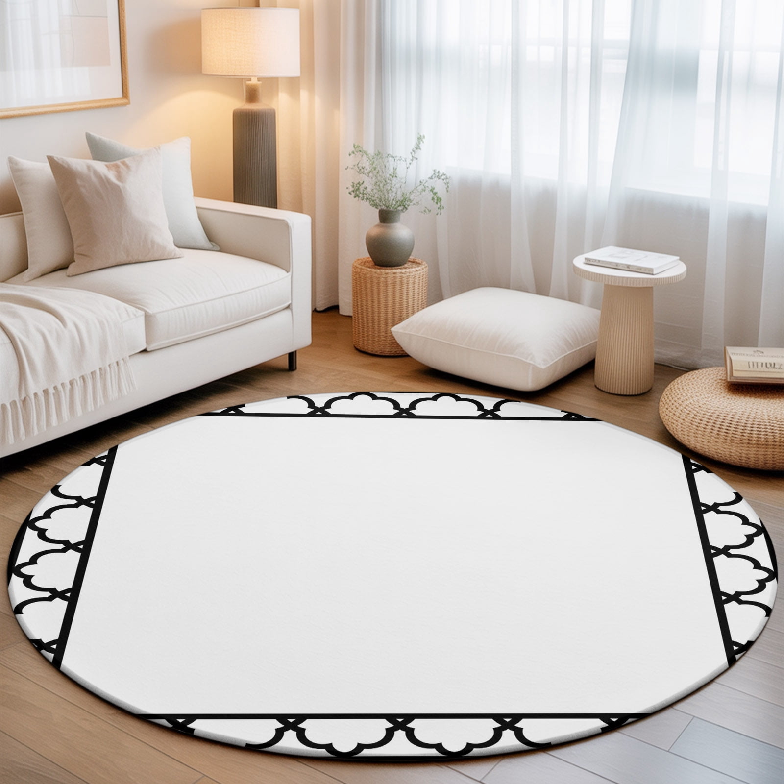 Art Frame 5' Round Rug for Dining Table for 4 People Under Table ...