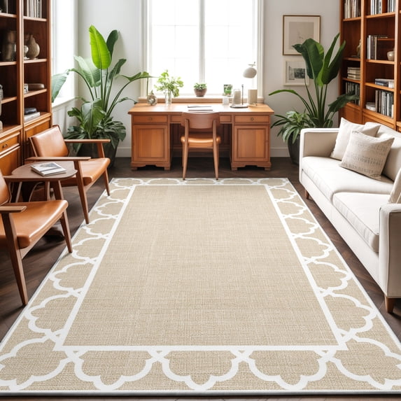 Art Frame 6'x9' Rug for Dining Room Table and Chair Setup, Geometric ...