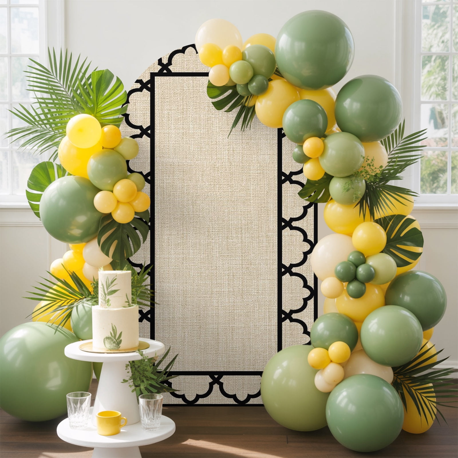 Art Frame Arch Backdrop Cover 6 FT, Geometric Black Morocco Printed ...