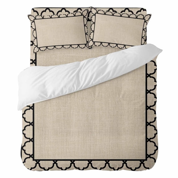 Art Frame Bedding Duvet Cover Set Full Size 4 Pieces, Geometric Black ...