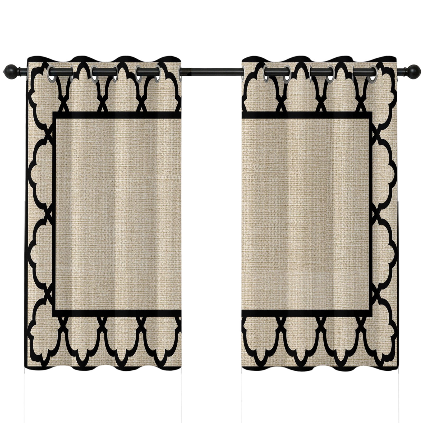 Art Frame Blackout Curtains 54 Inches Long, Geometric Black Morocco ...