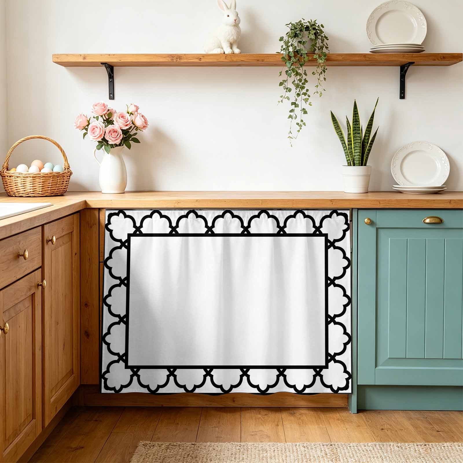 Art Frame Cabinet Curtains 10" W x 11" L Geometric Black Morocco ...