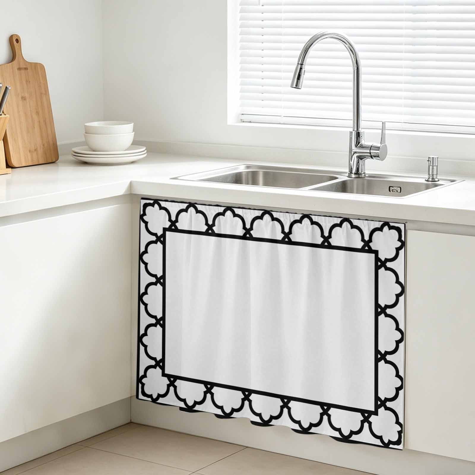 Art Frame Cabinet Curtains for Kitchen 10"W x 11"L, Geometric Black ...