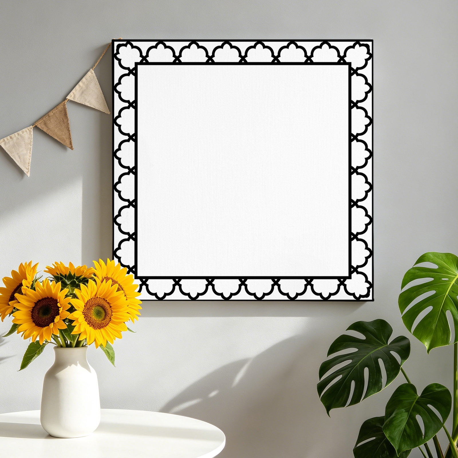 Art Frame Canvas Wall Art for Living Room, Geometric Black Morocco ...