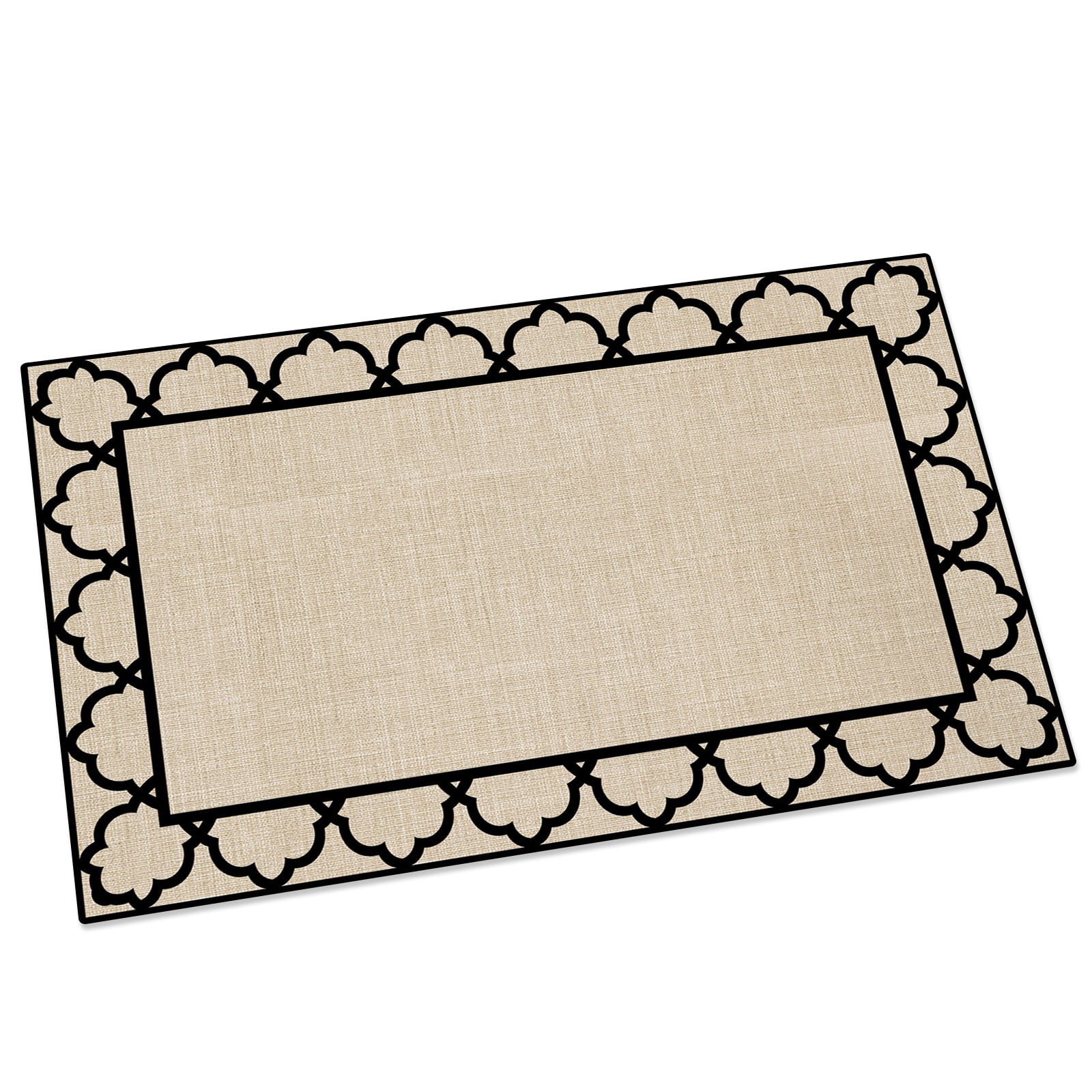 Art Frame Door Mat 16x24 Inch Geometric Black Morocco Printed Border ...