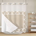 Art Frame No Hook Shower Curtain with Snap in Liner, Geometric White ...