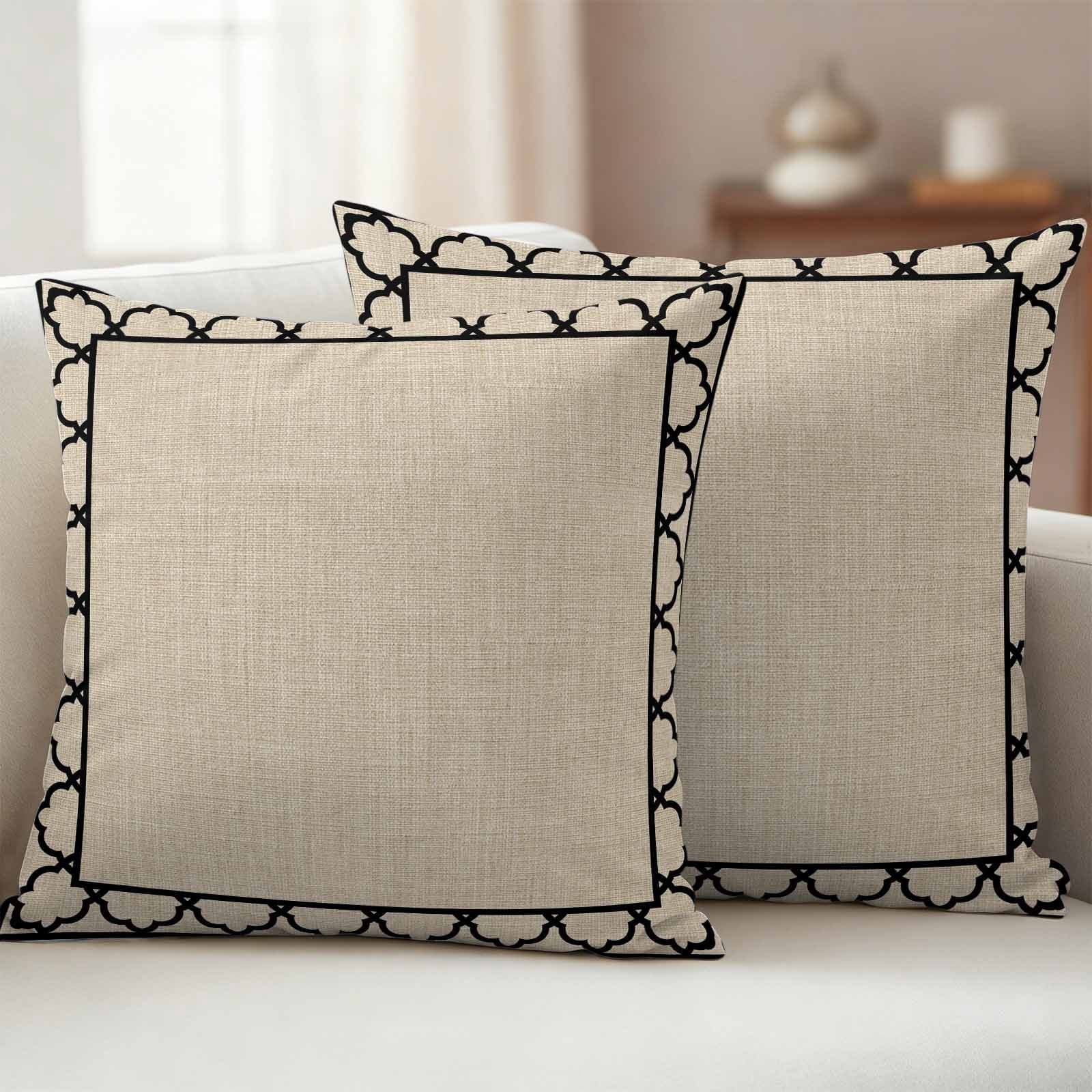 Art Frame Pillow Covers 2 Pack Geometric Black Morocco Printed Border ...