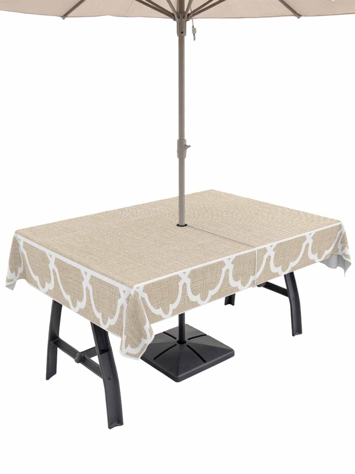 Art Frame Rectangle Outdoor Tablecloth with Umbrella Hole Geometric ...
