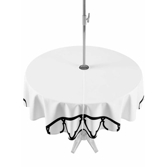 Art Frame Round Outdoor Tablecloth with Umbrella Hole Geometric Black ...