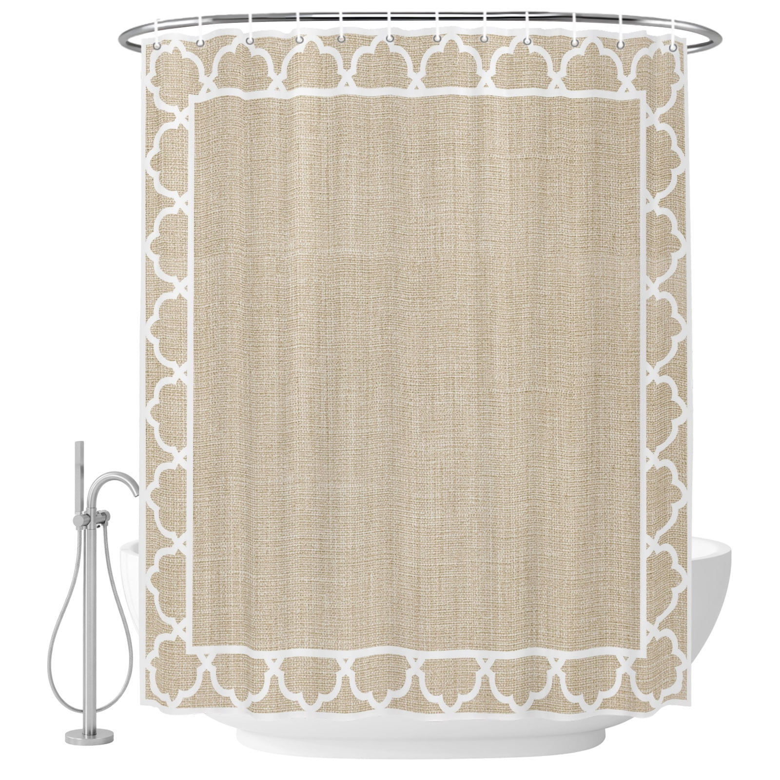 Art Frame Shower Curtain for Bathroom, Geometric White Morocco Printed ...