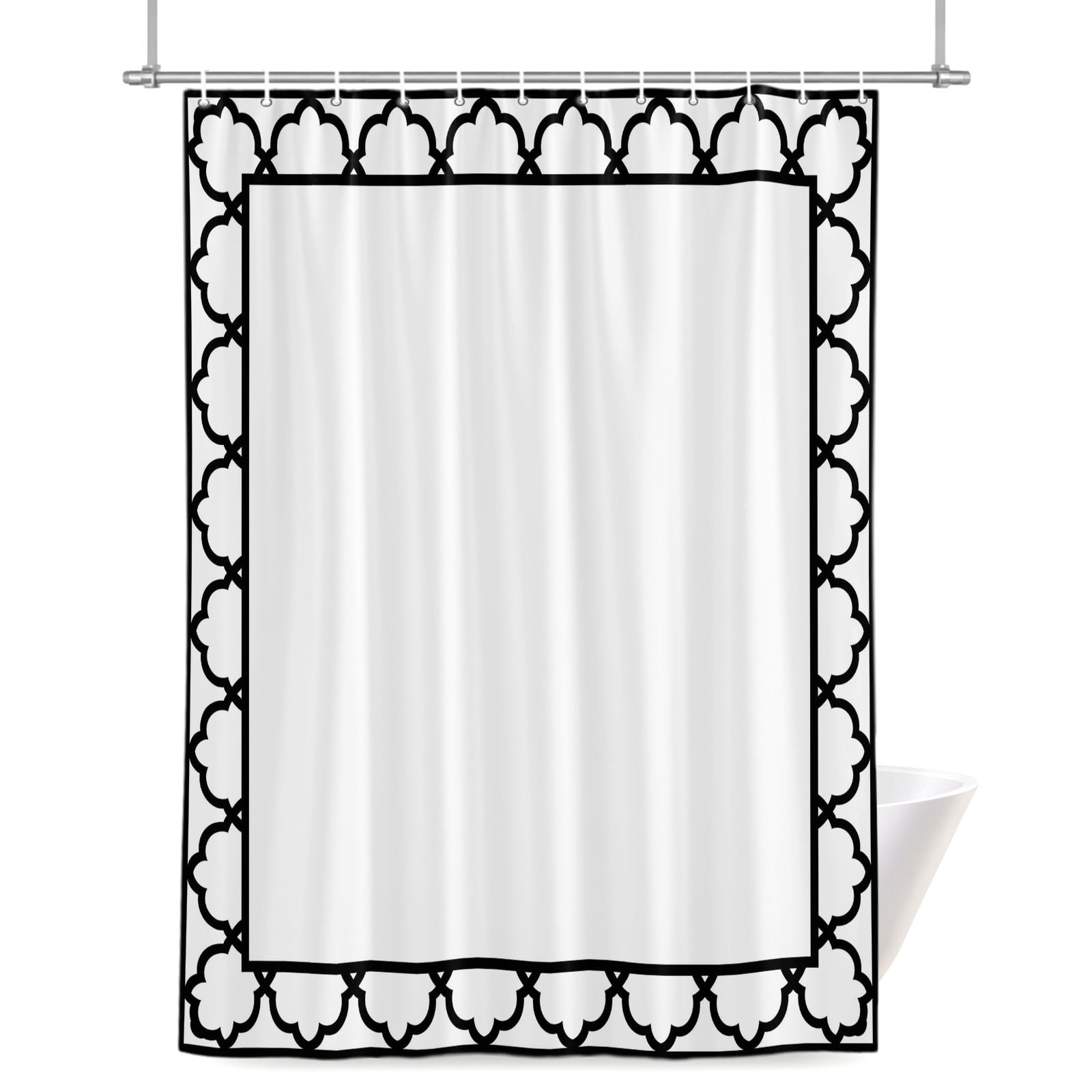 Art Frame Shower Curtains for Bathroom, Geometric Black Morocco Printed ...