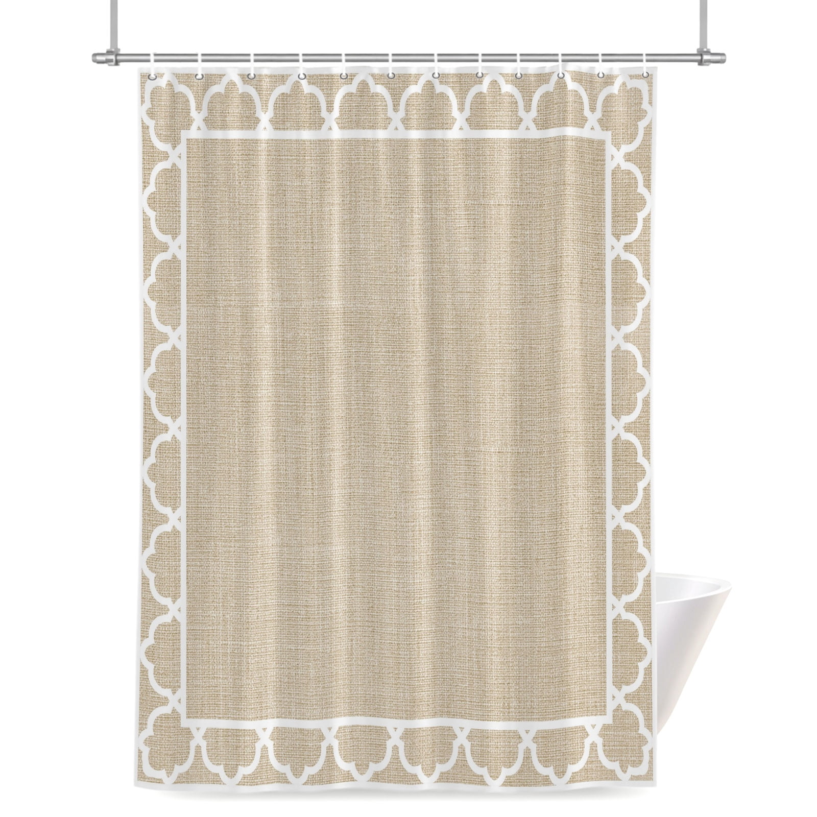 Art Frame Shower Curtains for Bathroom, Geometric White Morocco Printed ...