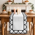 Art Frame Table Runner, Geometric Black Morocco Printed Border Modern ...