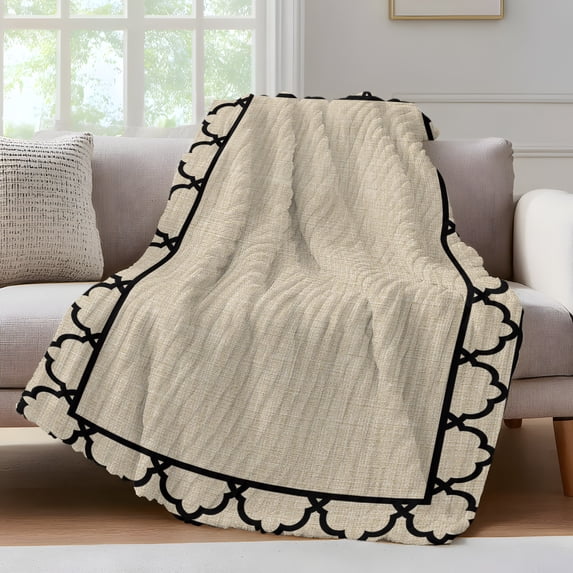Art Frame Throw Blanket for Couch Geometric Black Morocco Printed ...