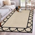 Art Frame Washable Area Rug 3x5 Geometric Black Morocco Printed Border ...
