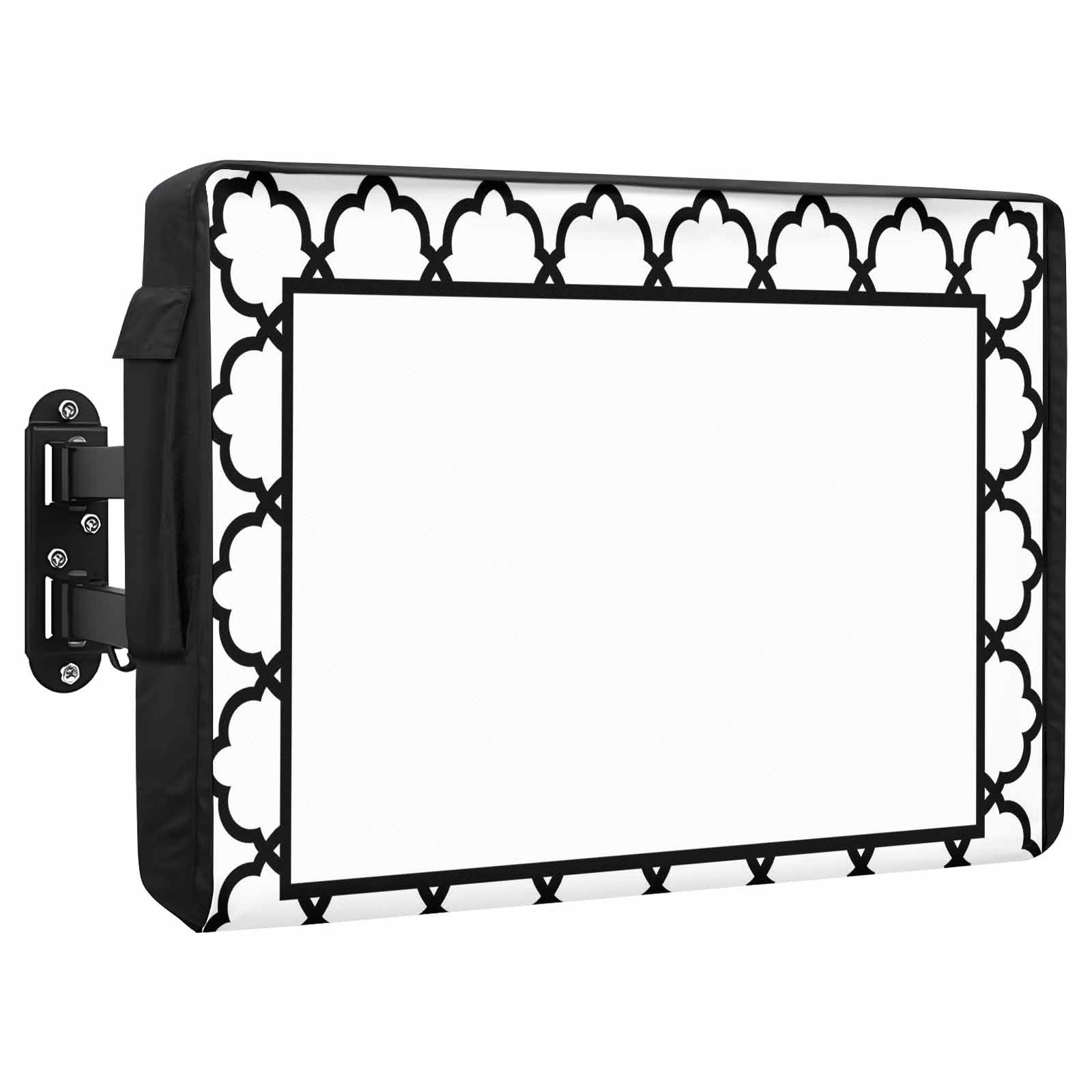 Art Frame Waterproof Outdoor TV Cover, Geometric Black Morocco Printed ...