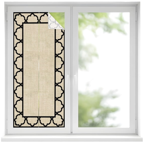 Art Frame Window Privacy Film, Geometric Black Morocco Printed Border ...