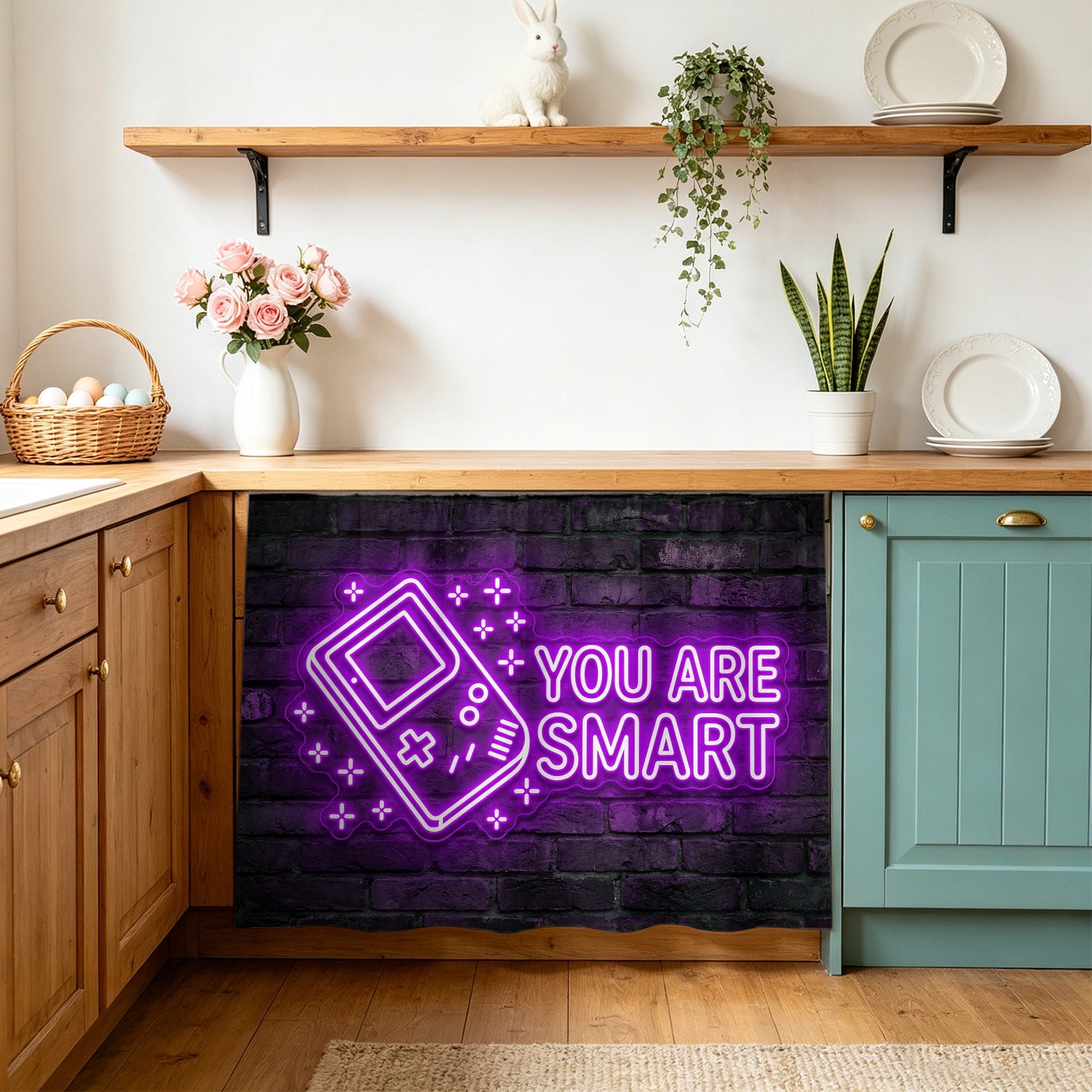Art Gaming Icons Cabinet Curtains 10" W x 11" L Multi Panel Neon Letter ...