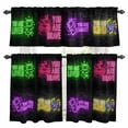 Art Gaming Icons Kitchen Curtains Set for Windows, Multi Panel Neon ...