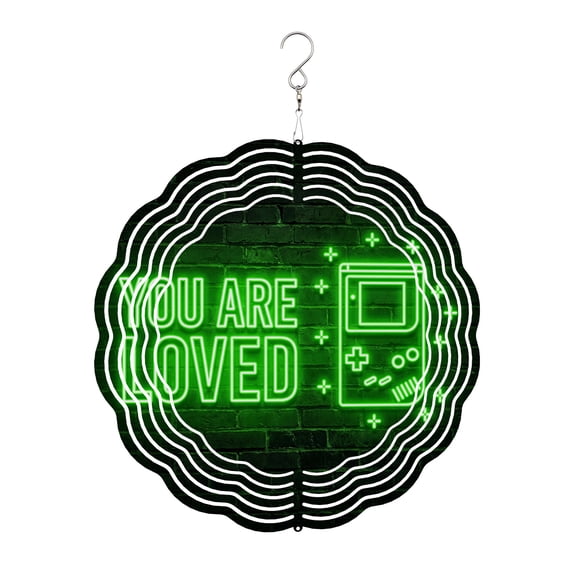 Art Gaming Icons Wind Spinner for Garden Yard 12In, Multi Panel Neon ...