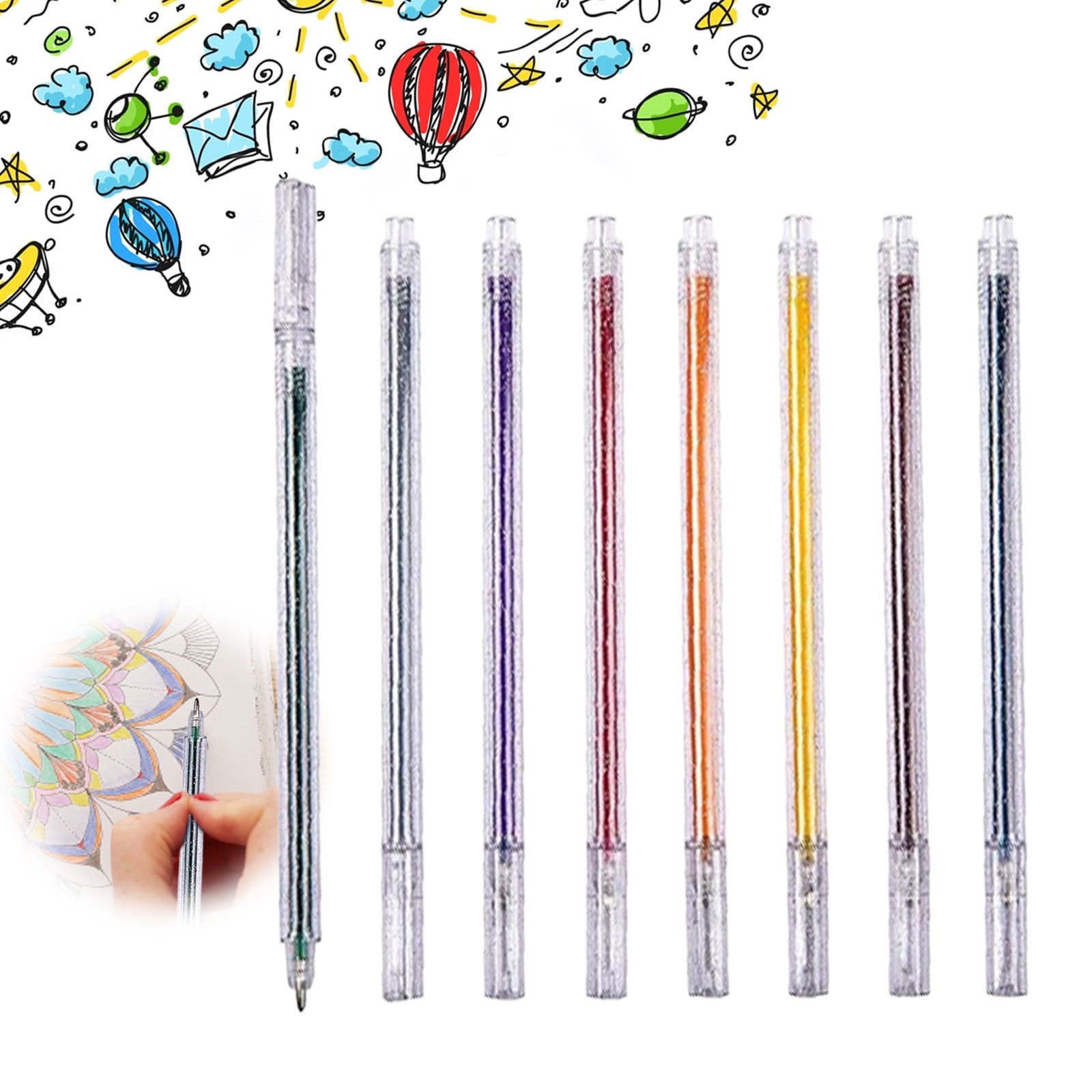 Art Gel Pen Gel Pen Set Gel Dye Ink Pens Reusable Glitter And Pastel ...