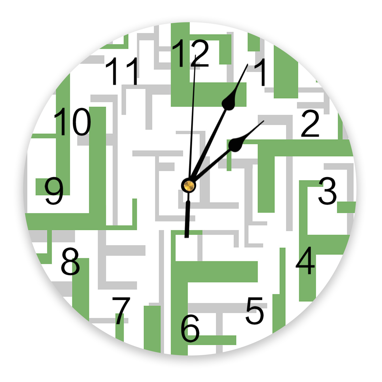 Art Geometry Green Grey PVC Wall Clocks Modern Design Home Wall Decor ...