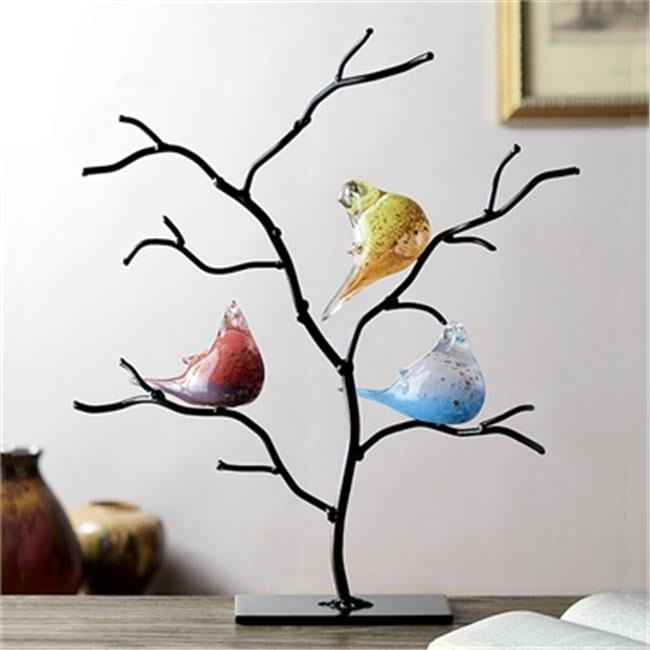 Art Glass Bird Trio on Tree - 21.50 x 16.50 x 5.50 in. - Walmart.com