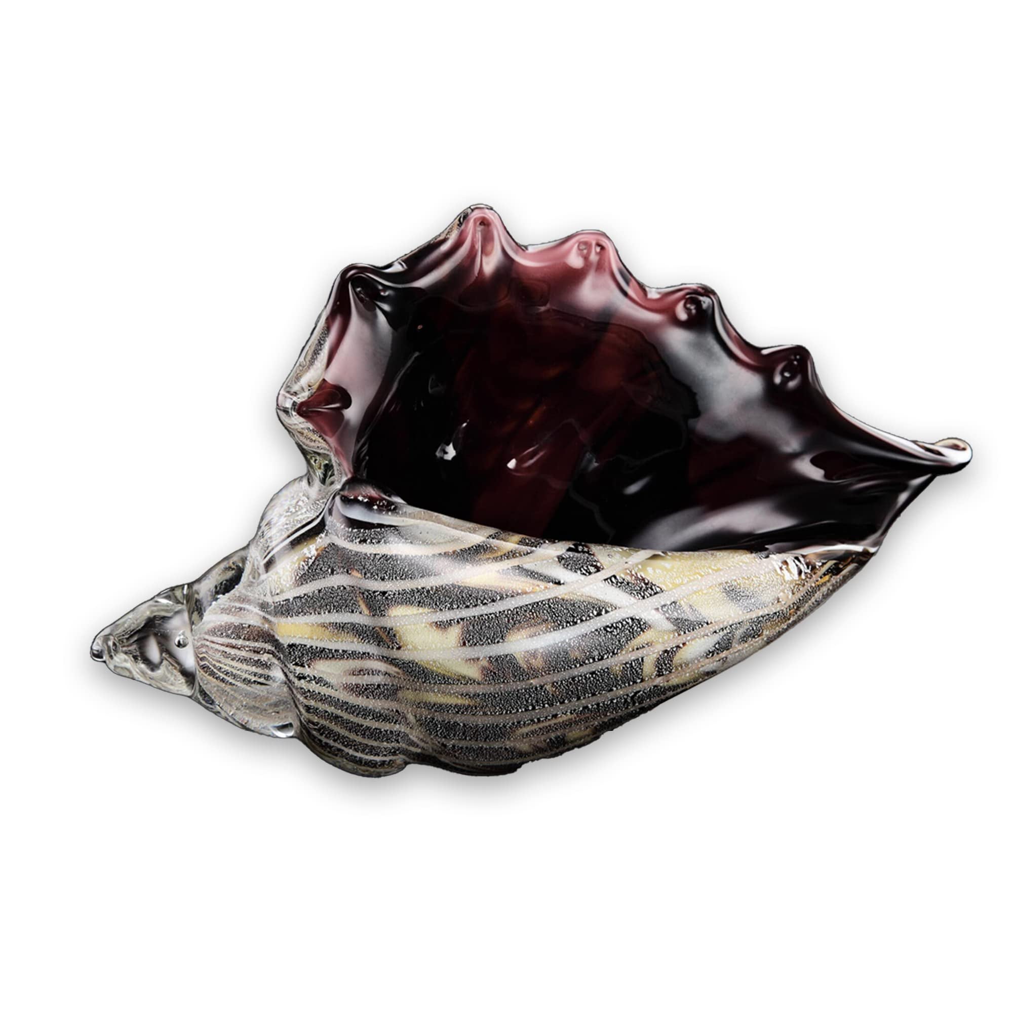 Anecdotal Aardvark Art Glass Black & Clear Conch Shell - Walmart.com