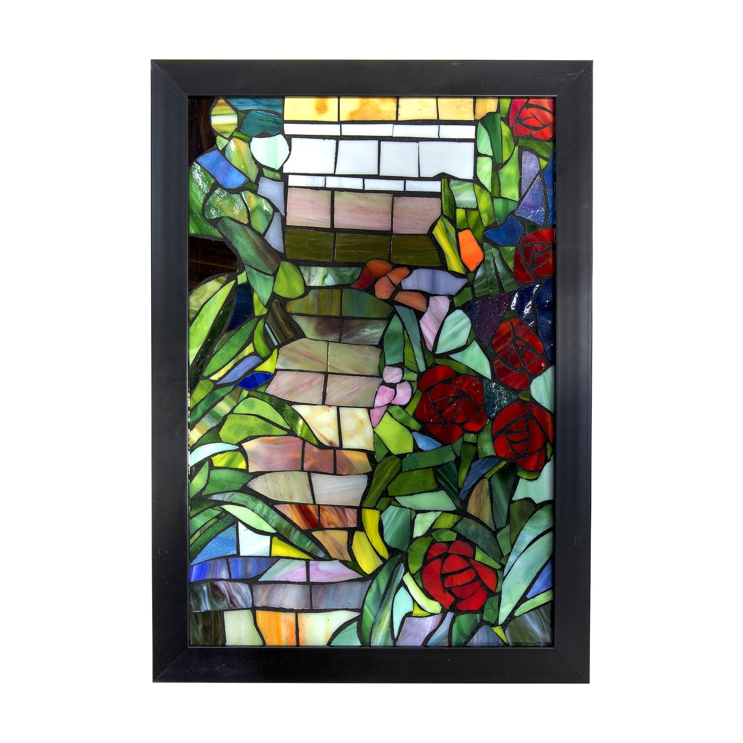 Dale Tiffany Floral Mosaic Art Glass Wall Panel - Walmart.com