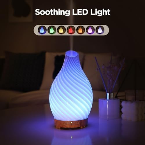 Art Glass Essential Oil Diffuser - 160ml Ultrasonic Cool Mist Scent ...