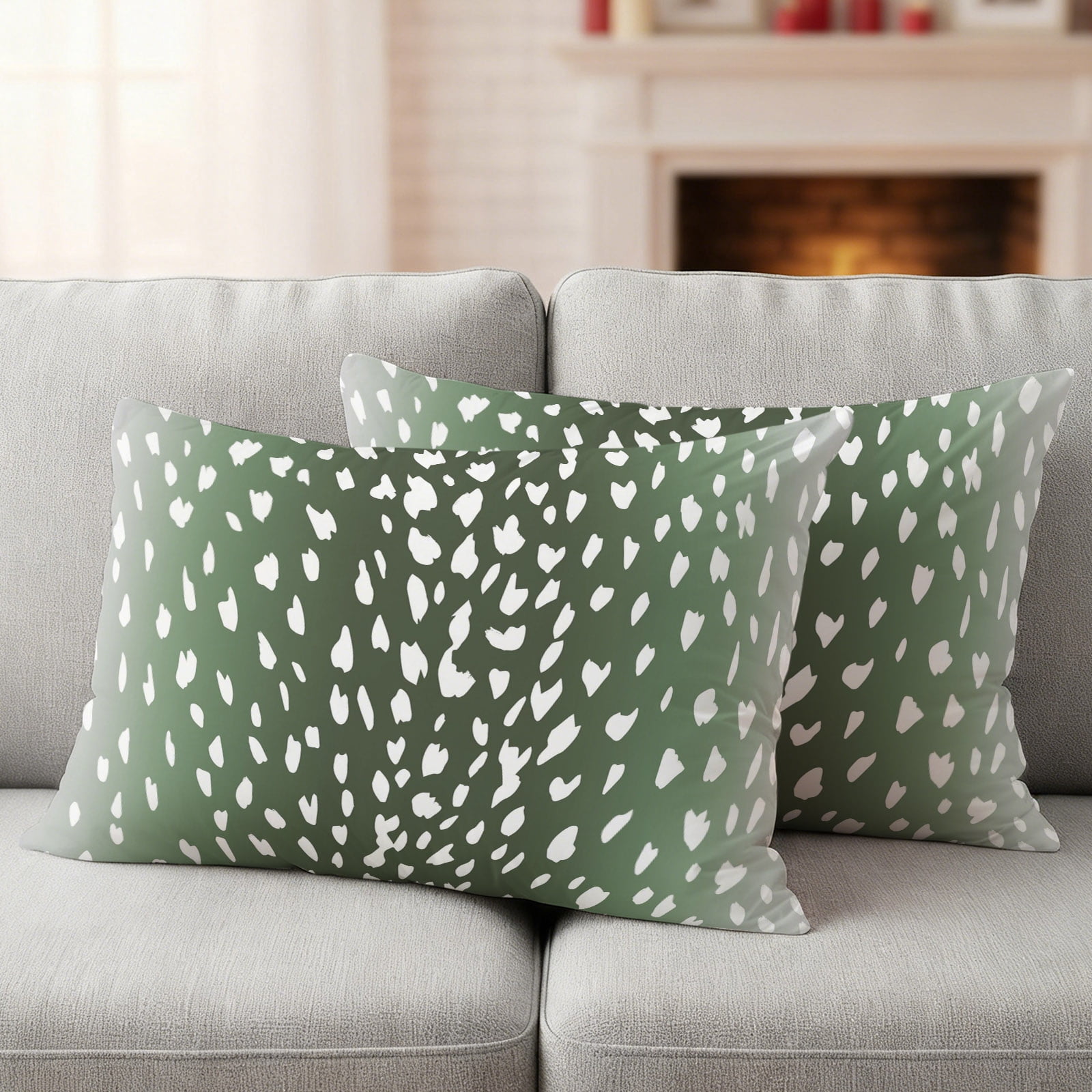 Art Green Pillow Covers 2 Pack Vintage White Polka Dots Sage Green ...