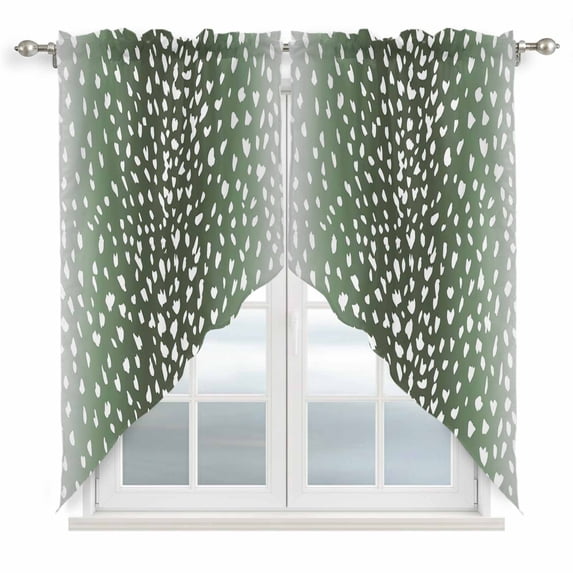 Art Green Swag Curtain Valance for Window 2 Panels Vintage White Polka ...