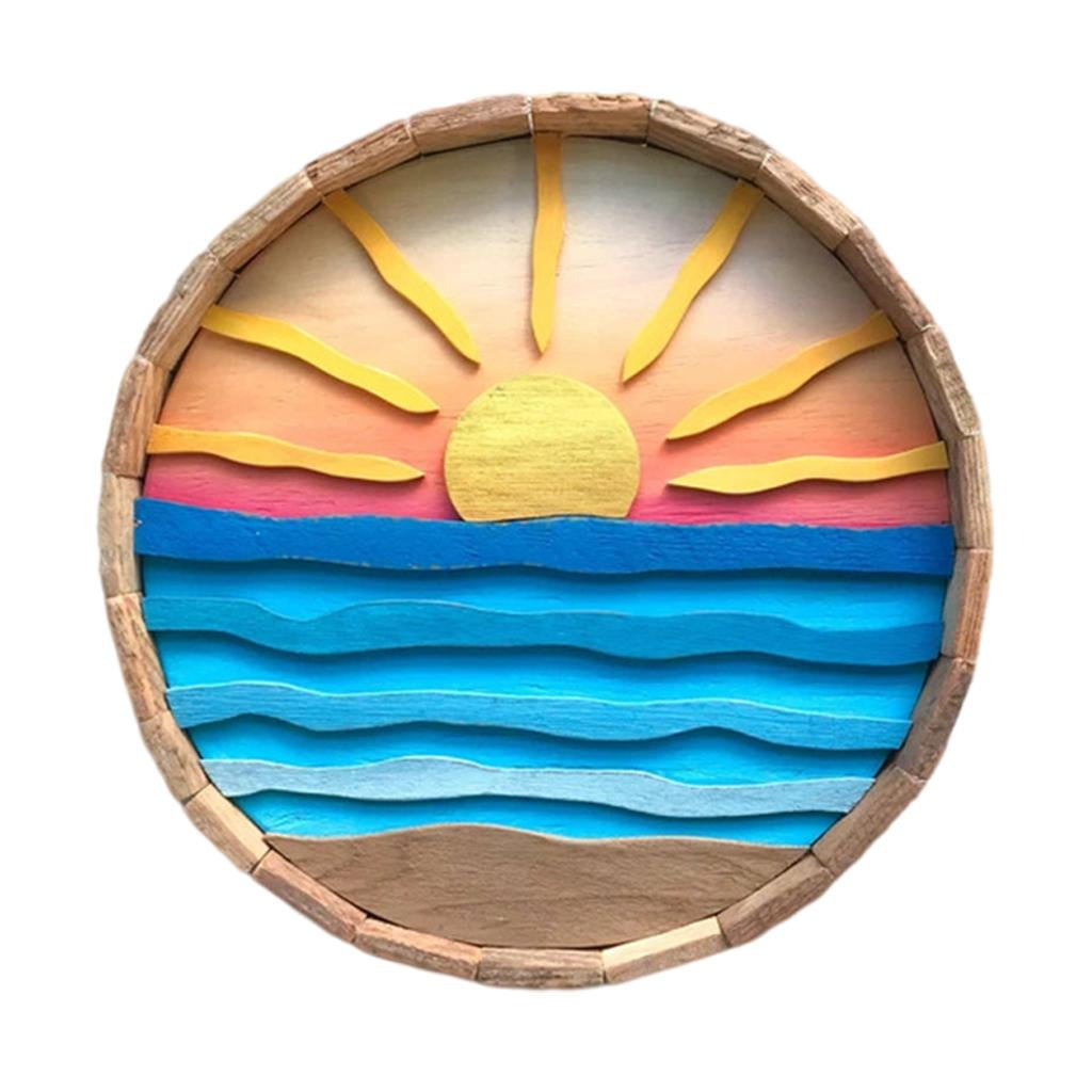 Art Hanging Decor Round Wood Panel Living Room Hall Hotel Bar ...