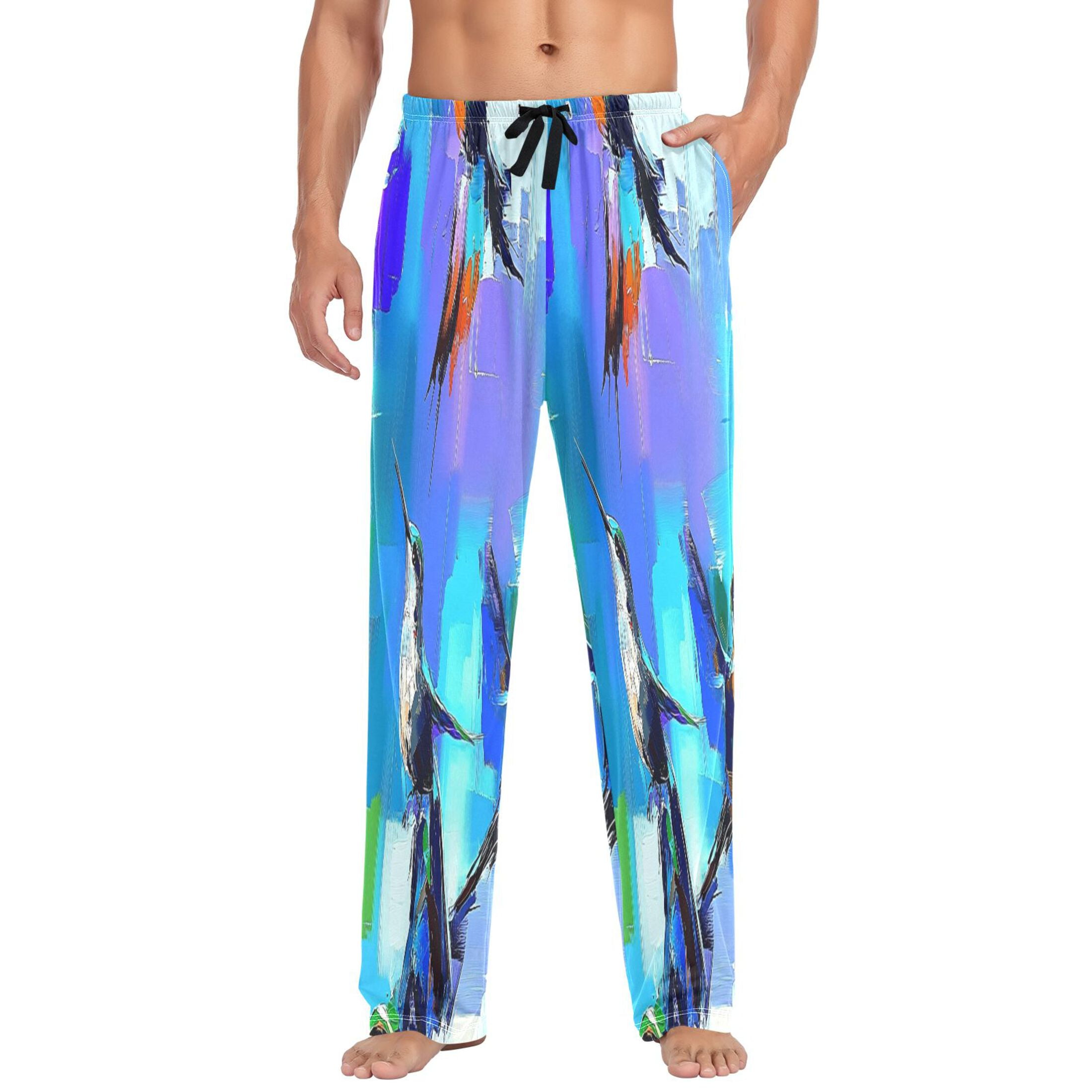 Art Hummingbirds Pattern Mens Cotton Pajama Pants Long Staple ...