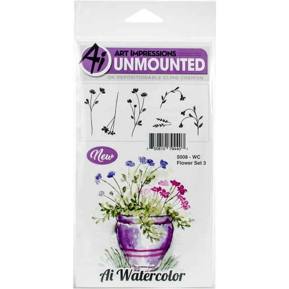 Art Impressions Watercolor Cling Rubber Stamps Flower Set 3 - Walmart.com