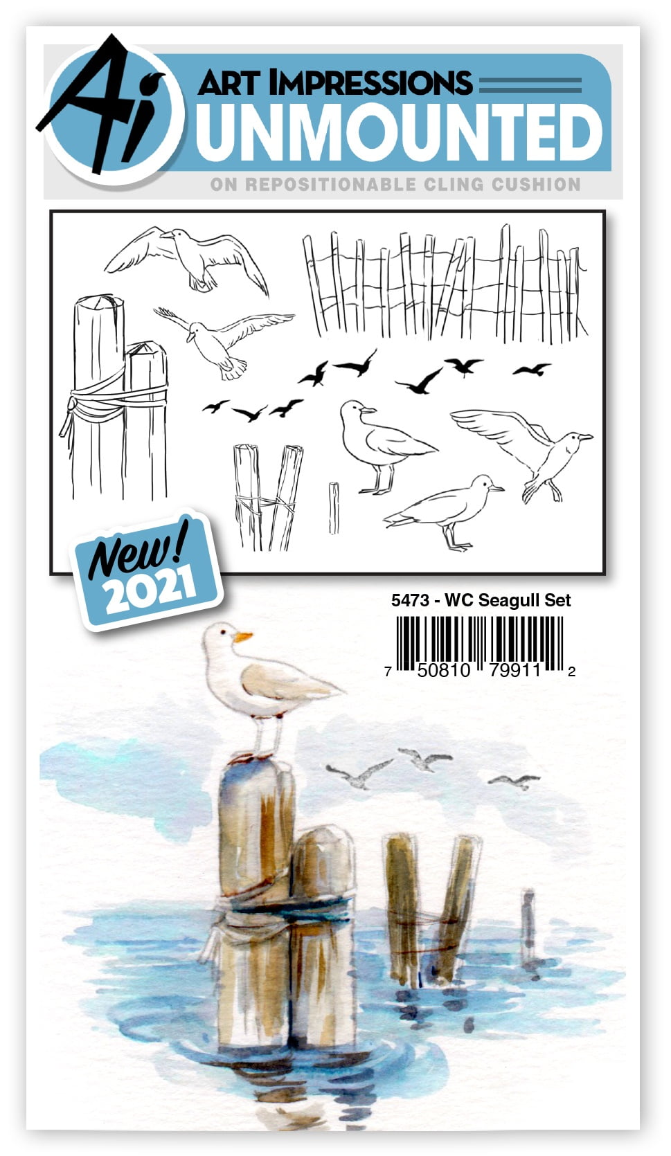 Art Impressions Watercolor Cling Rubber Stamps-Seagull Set - Walmart.com