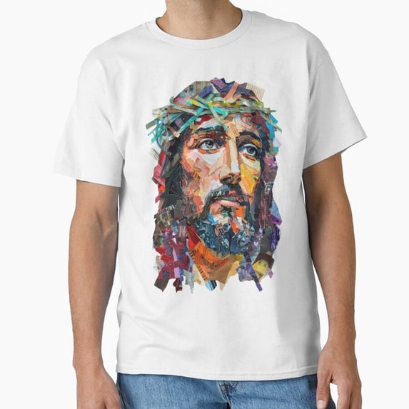Art Jesus Christ Paper Collage Shirt, Casual Graphic Tee, Everyday ...