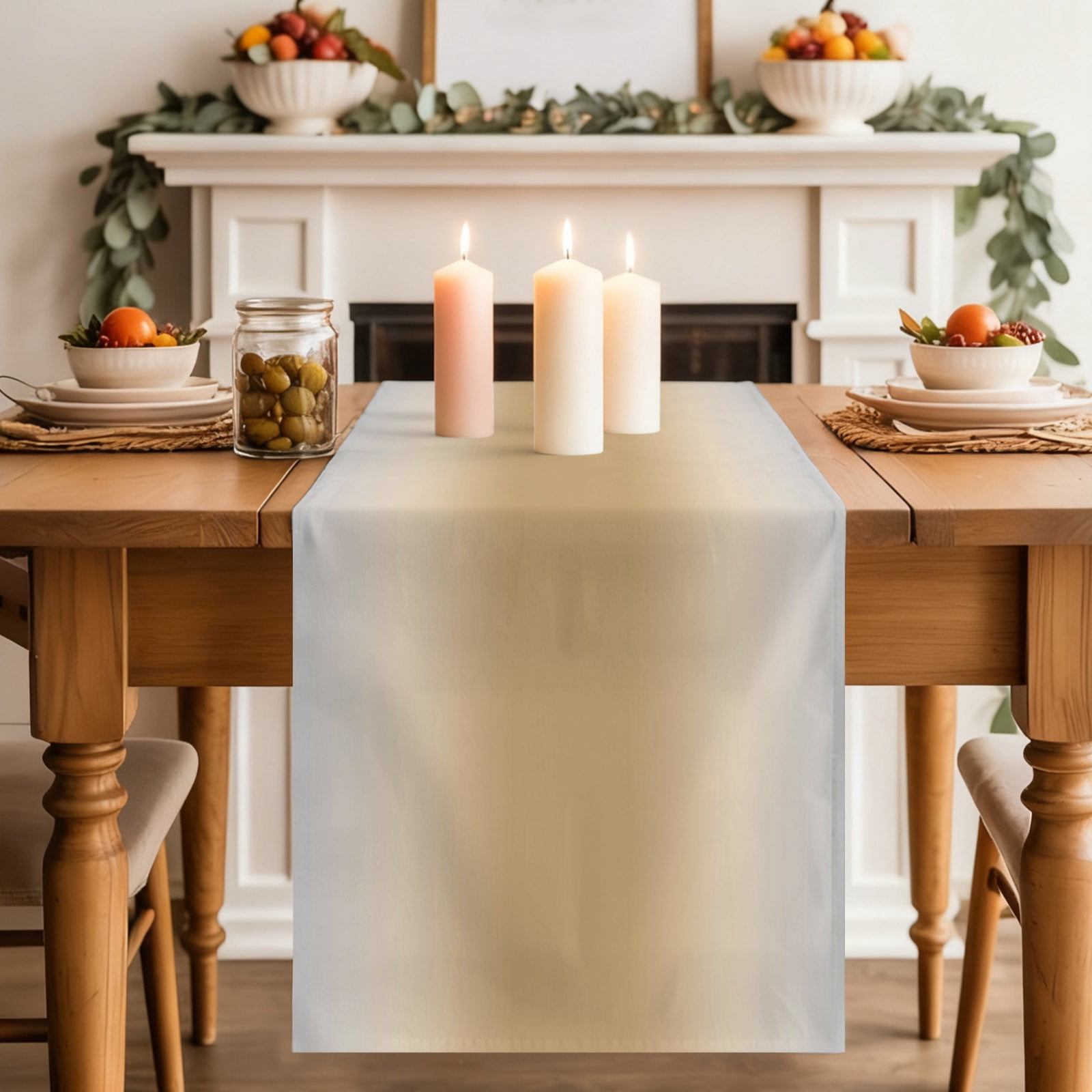 Art Khaki Brown Dining Table Runner, Vintage White Brown Ombre ...