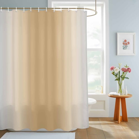 Art Khaki Brown Shower Curtain, Vintage White Brown Ombre Farmhouse ...