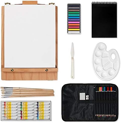 Art Kit, 45 Piece Wooden Paint Set Crafts Drawing Painting Kit with Box ...