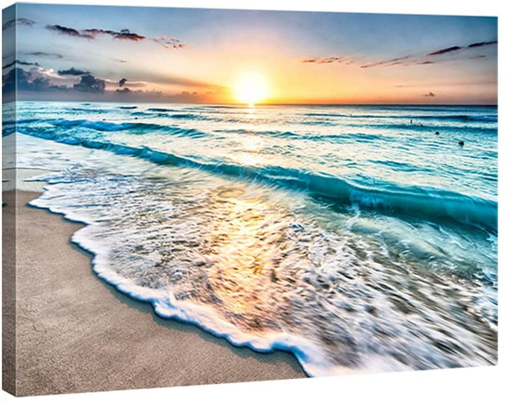 Art Large Sea Waves Canvas Prints Wall Art Ocean Beach Pictures ...