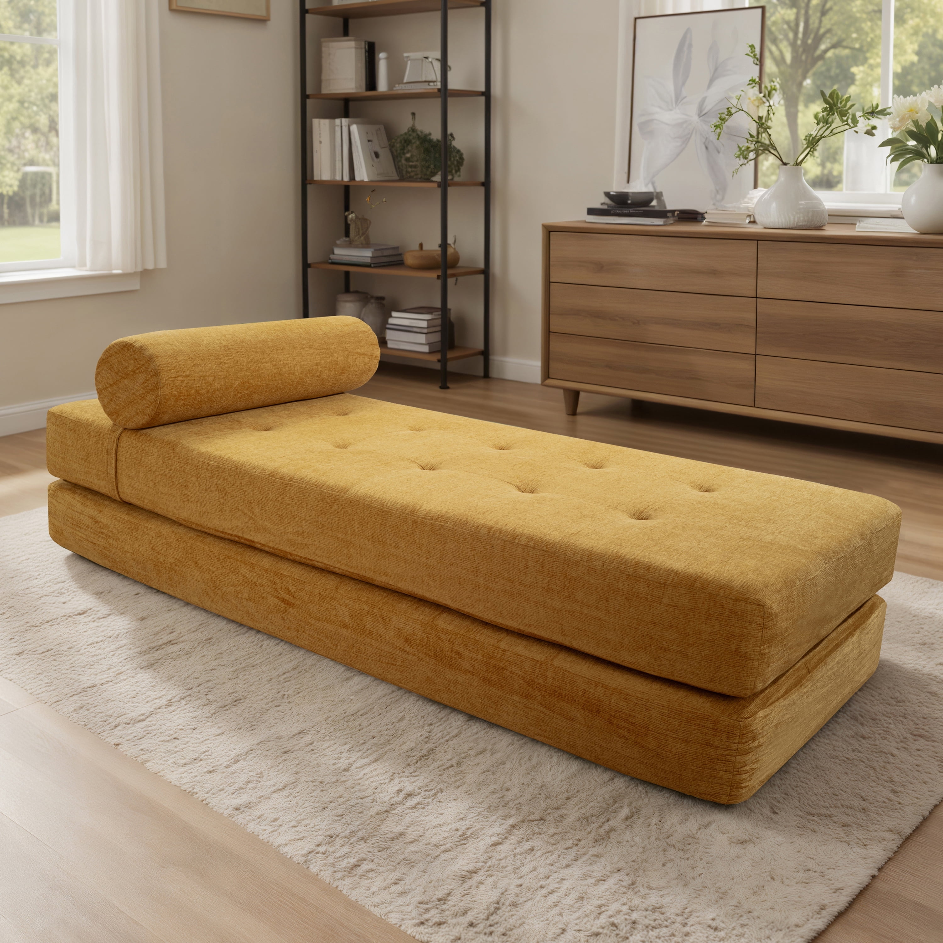 Art Leon Chaise Lounge Daybed, Fold Out Sleeper with Queen Size ...