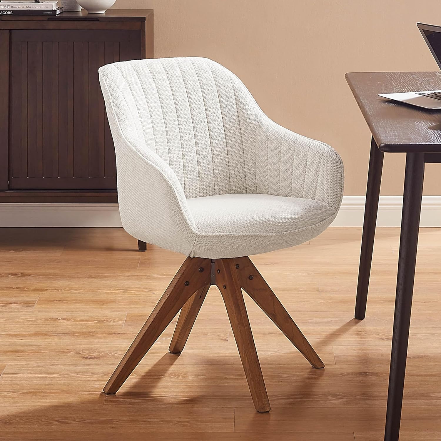 Art Leon Desk Chair - Mid Century Modern Office Chair No Wheels, Swivel ...