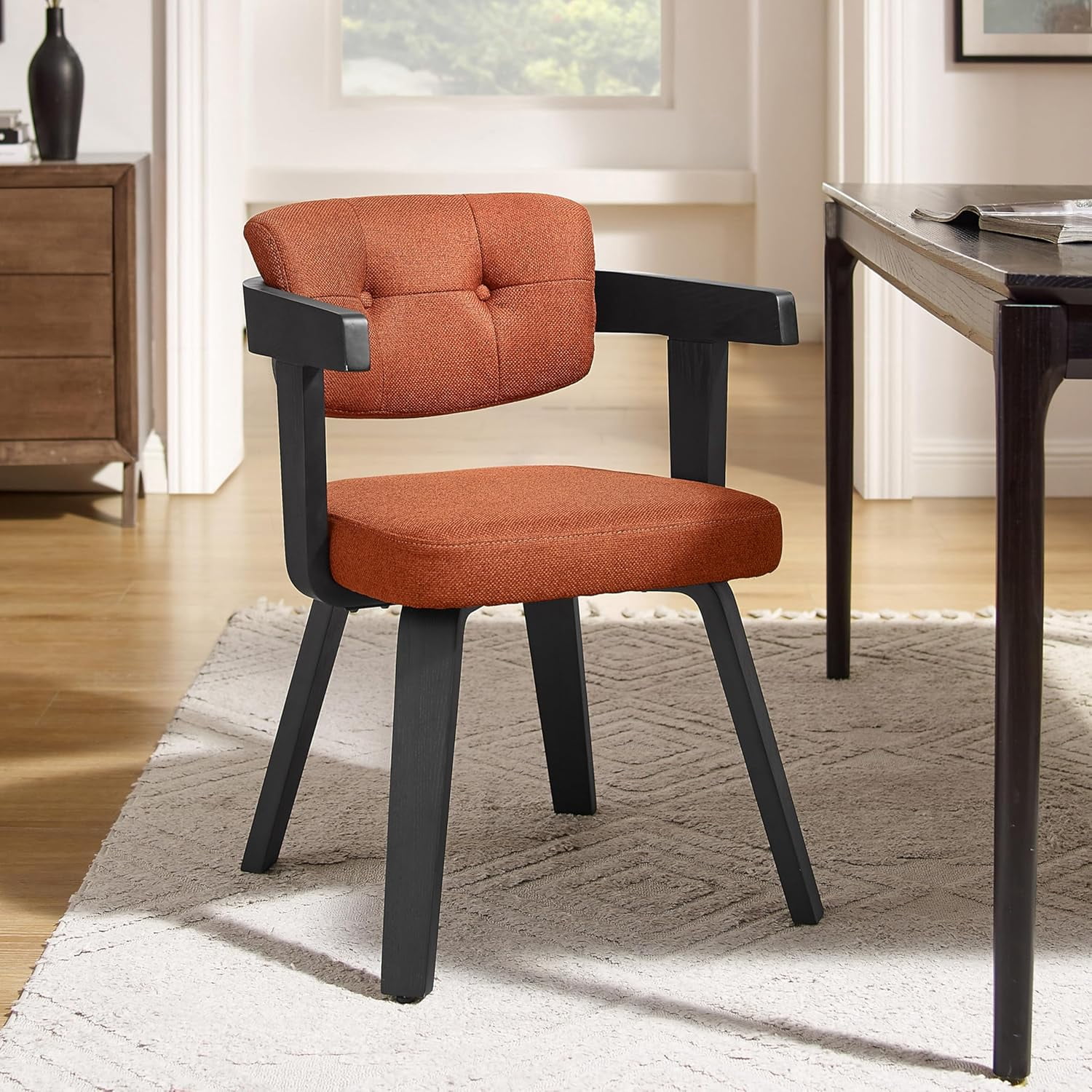 Art Leon Desk Chair No Wheels - Fabric Upholstered Office Chair, Mid ...