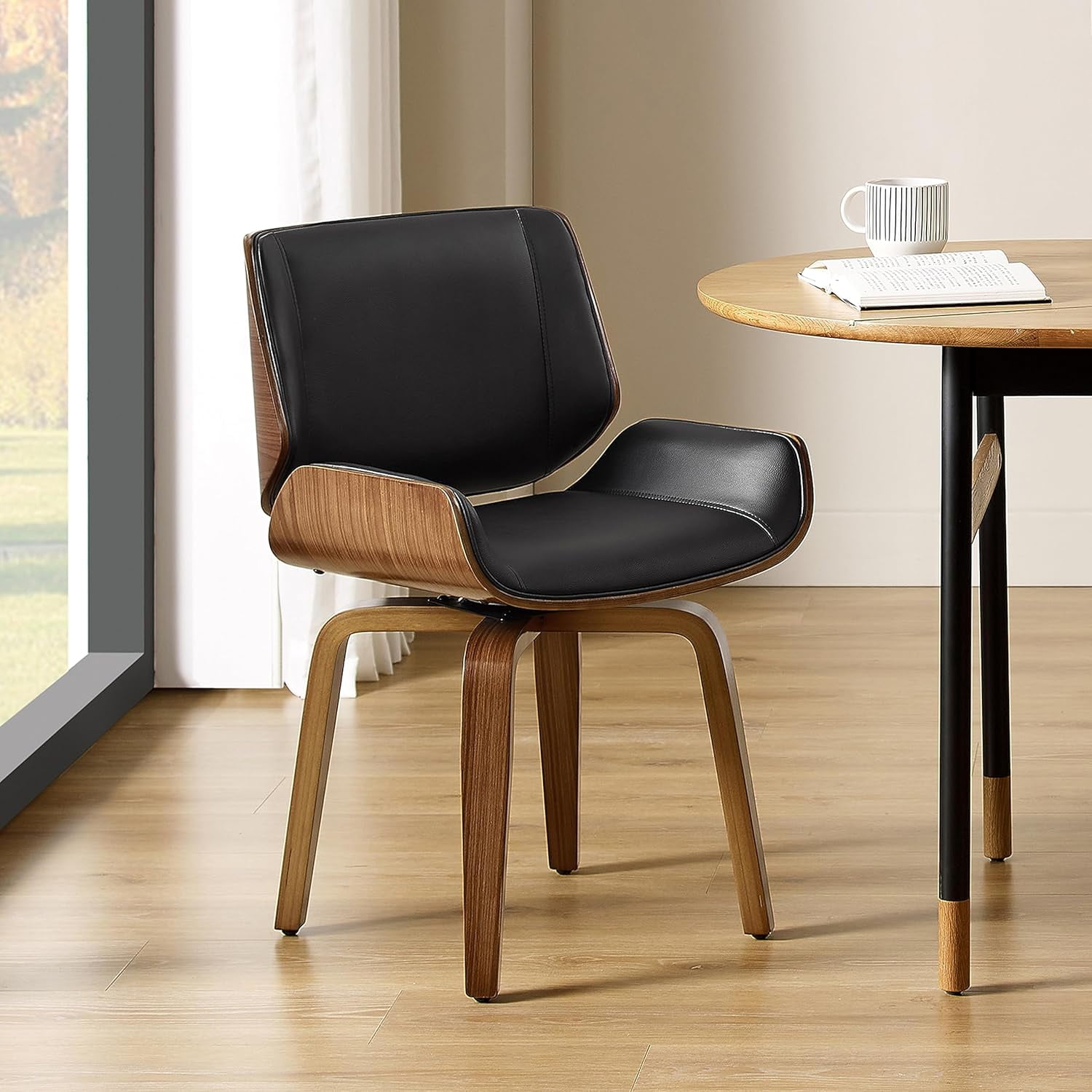 Art Leon Desk Chair No Wheels, Mid Century Modern Swivel Accent Chair ...