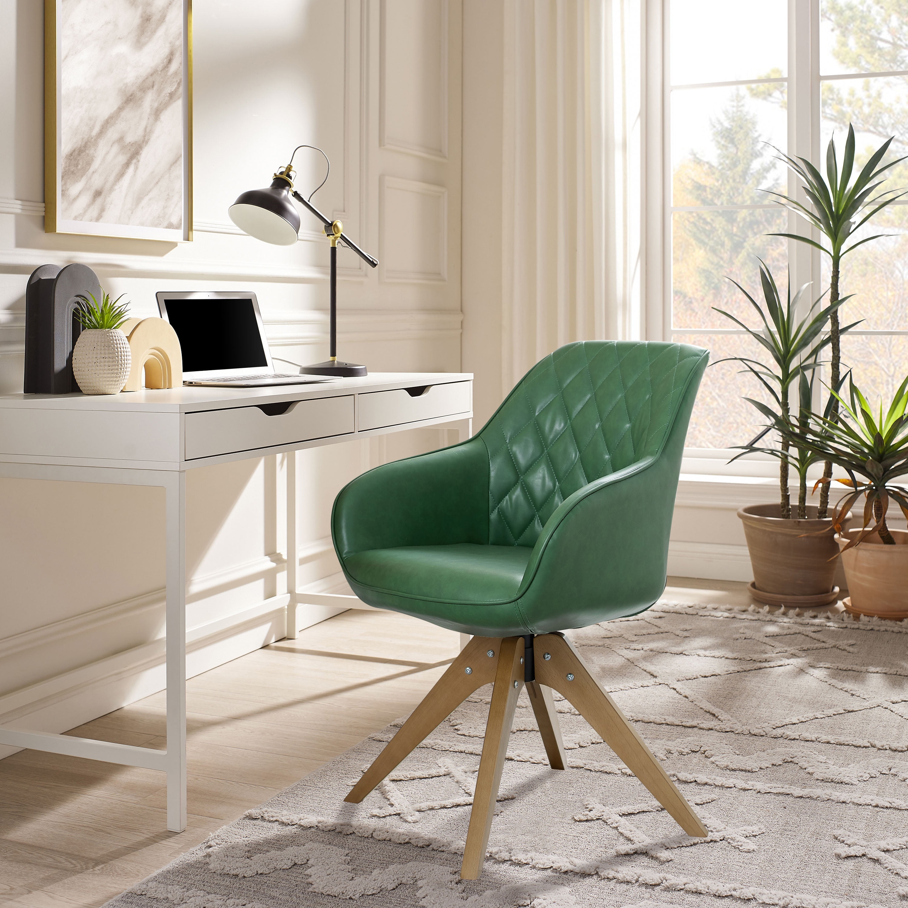 Art Leon Mid Century Accent Chair for Living Room, Faux Leather Swivel ...
